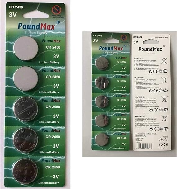 5 x PoundMax 2450 CR2450 DL2450 3V Lithium Coin Cell Batteries & 5 x ...