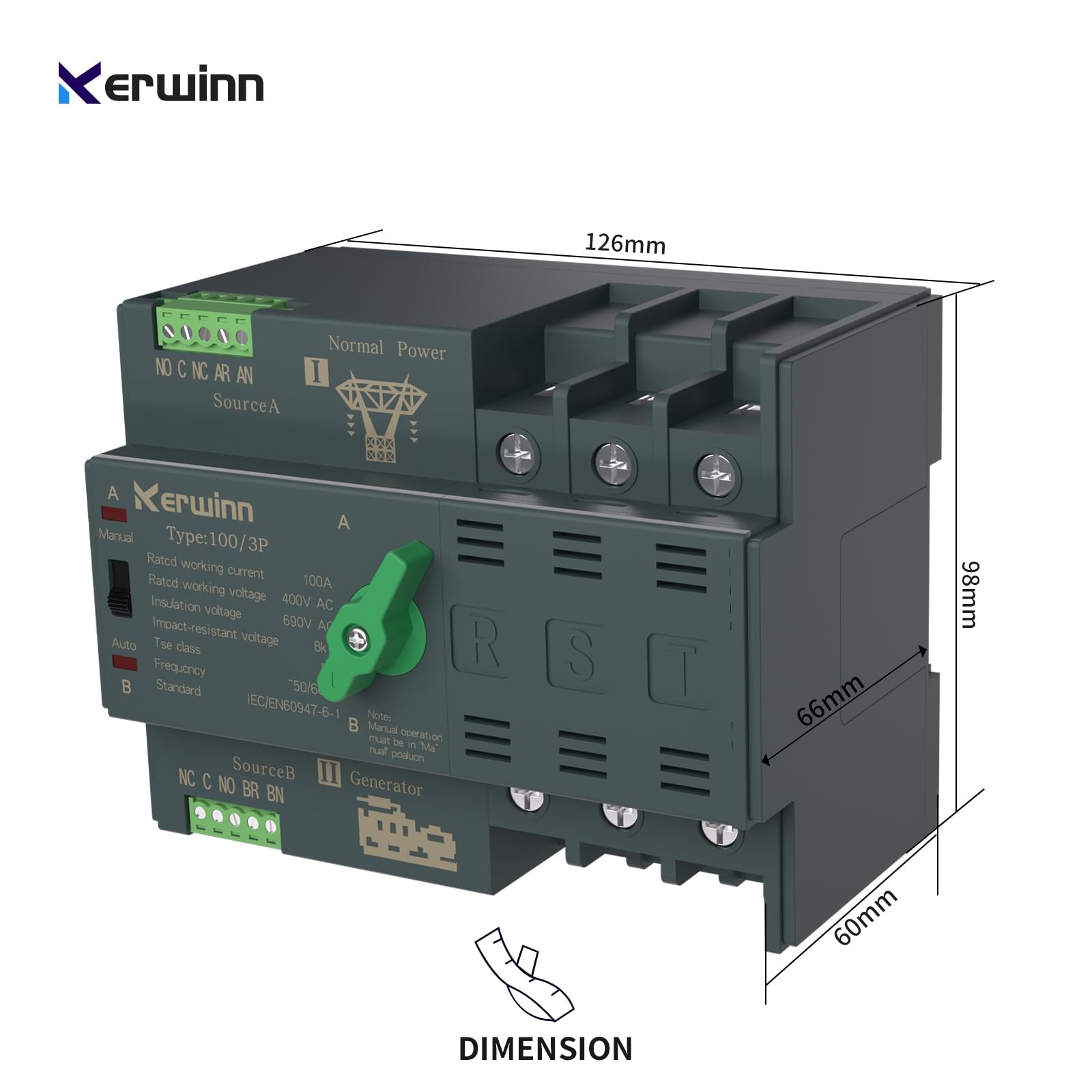 Mini ATS Automatic Transfer Switch 100 amp Manual Transfer Switch Power ...