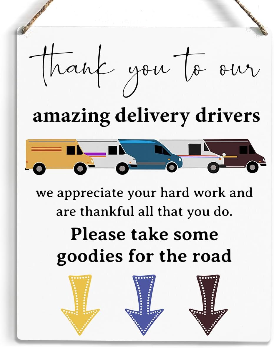 Amazon.com: Vintage Delivery Driver Thank You Sign, Snack Station Wood ...