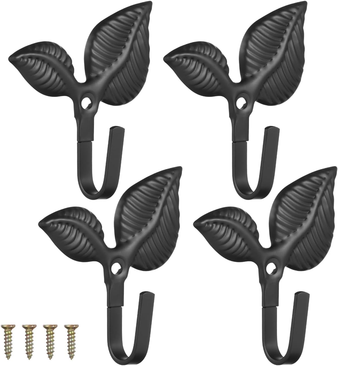 Amazon.com: Hemobllo Retro Decorative Cast Iron Wall Hooks 4Pcs Leaf ...