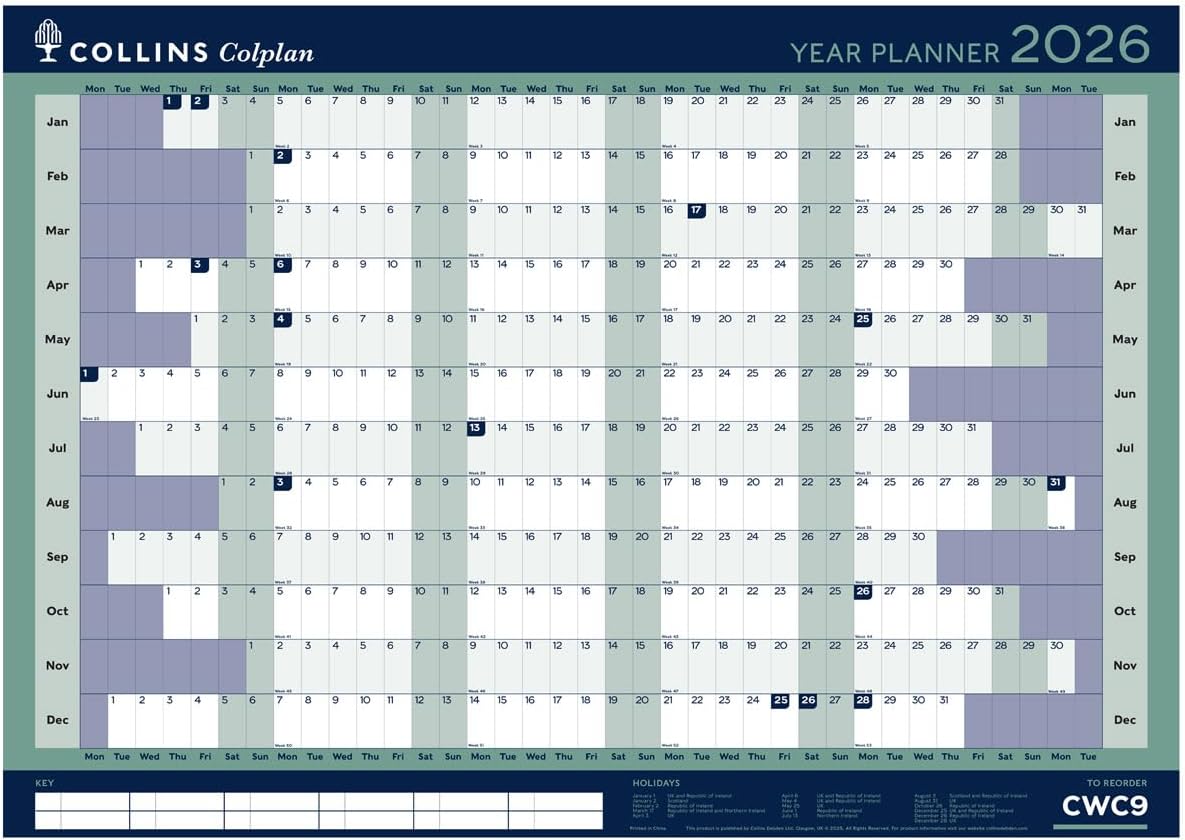 Collins - Colplan - A1 Yearly Wall Calendar 2026 (CWC9-26) : Amazon.co ...