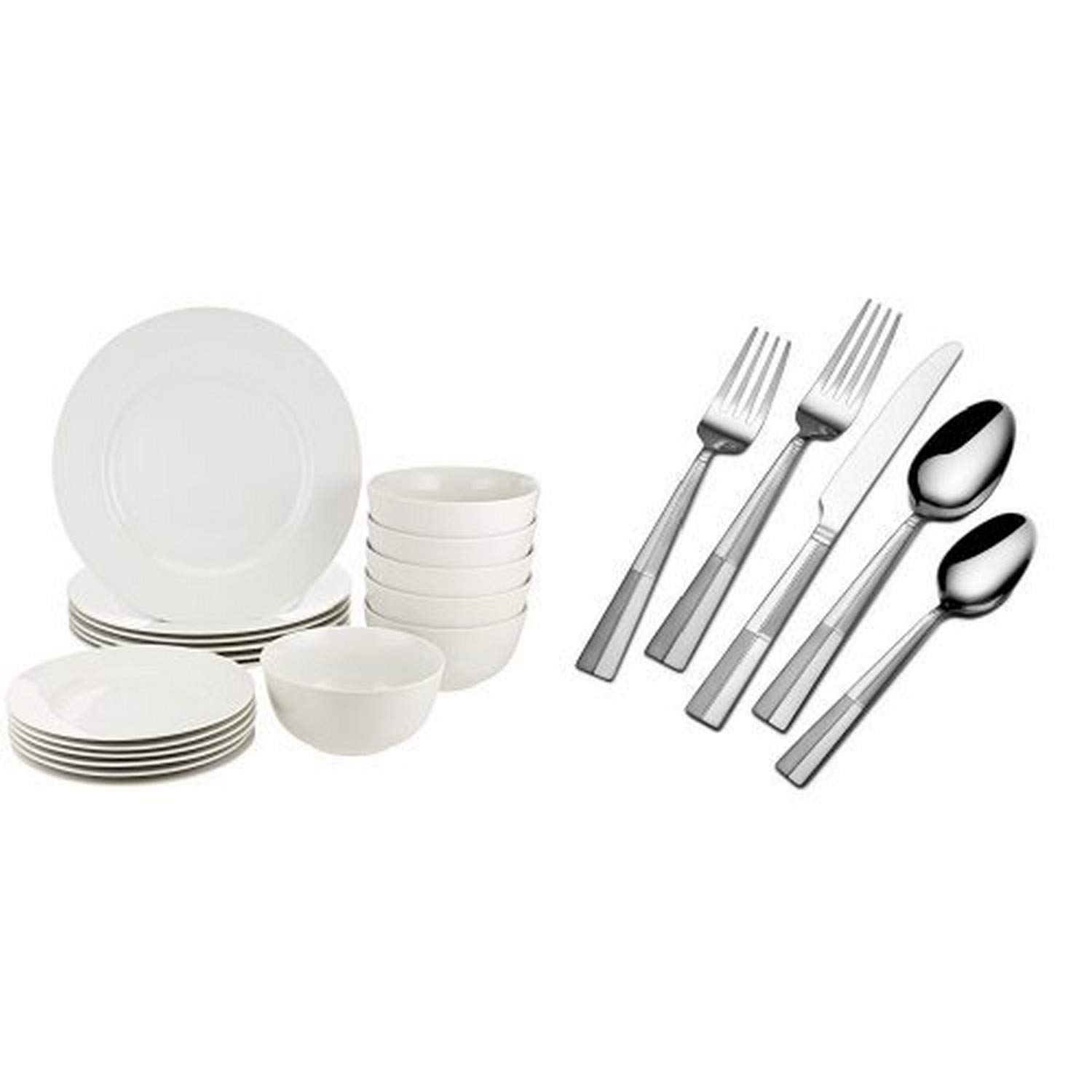 Amazon.com | Amazon Basics 18-Piece Dinnerware Set, Service for 6 and ...