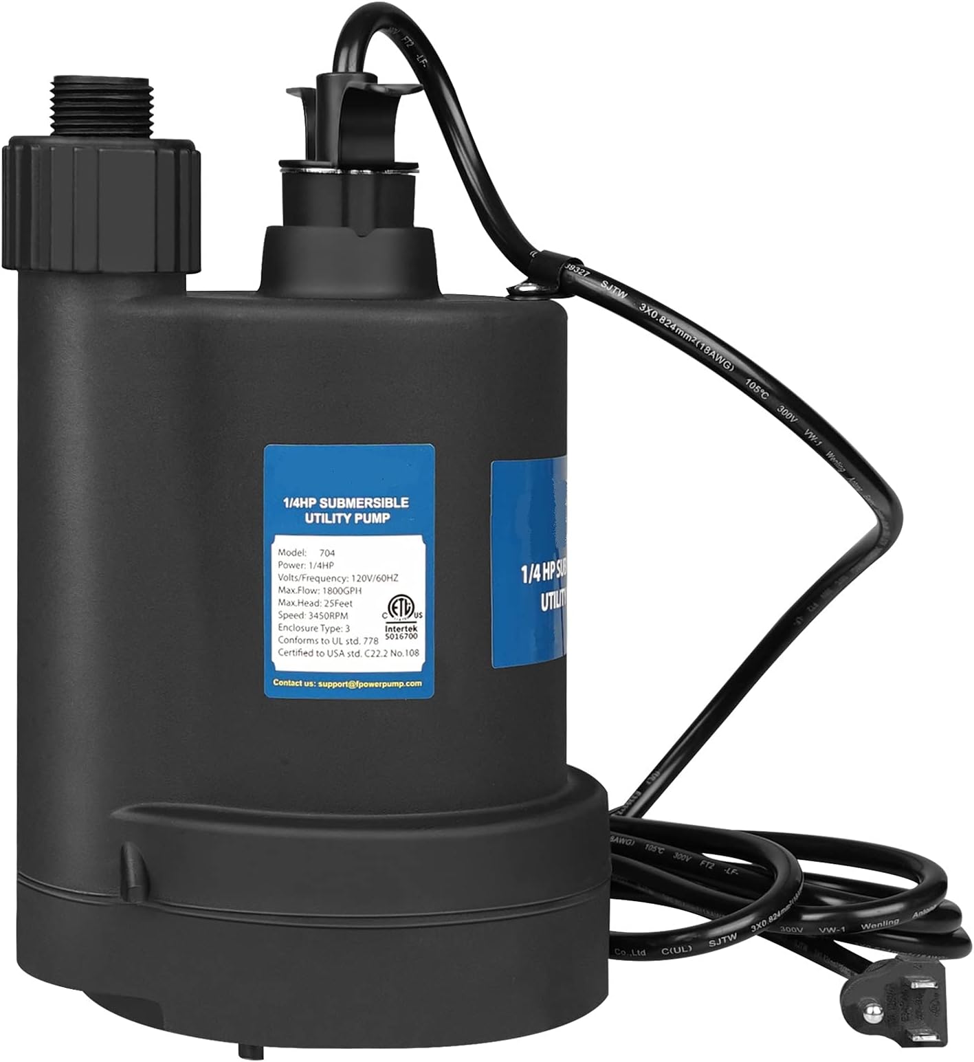 Flotec 2305 Simer Geyser II 1/4 HP Submersible Utility Pump, Sump Pumps ...