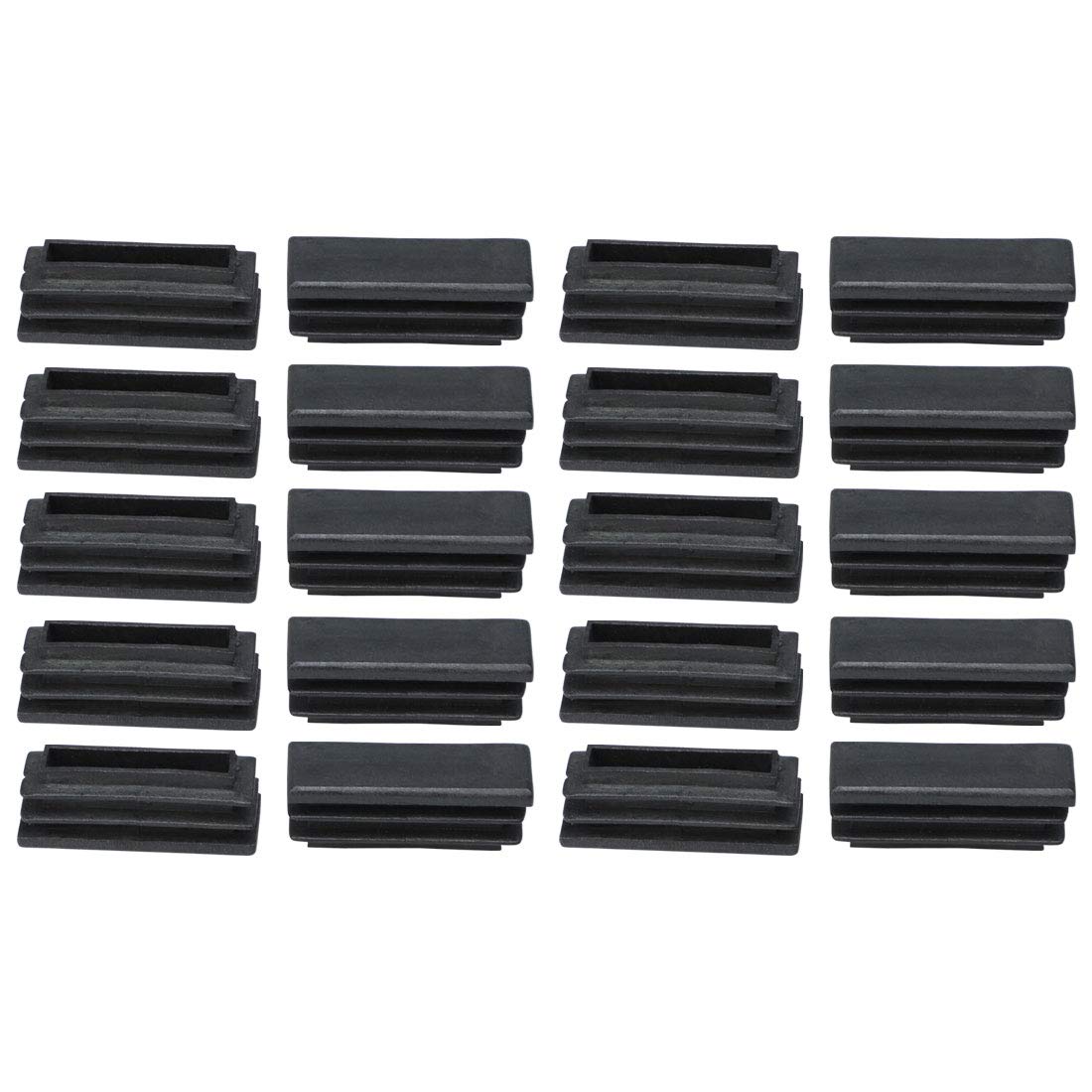 uxcell Rectangle End Caps 38mm x 13mm Ribbed Tubing Tube Inserts 20 Pcs ...
