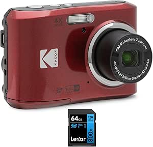 Amazon.com : Kodak FZ45RD PIXPRO 16MP Digital Camera Red Bundle with Lexar 64GB High-Performance ...