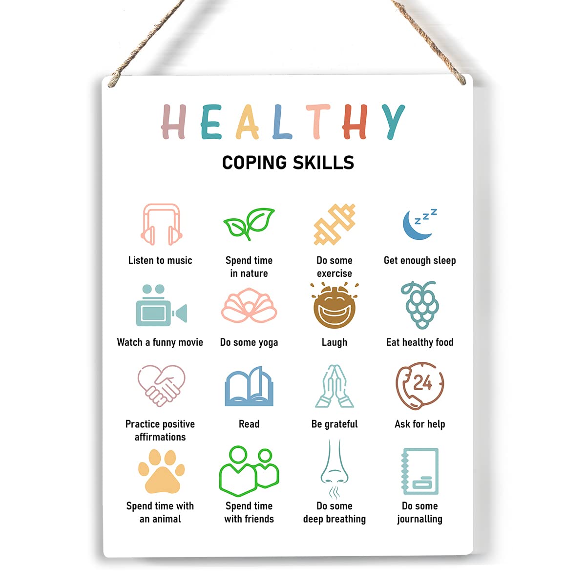 Amazon.com : Healthy Coping Skills Wood Sign Mental Health Wooden Signs ...
