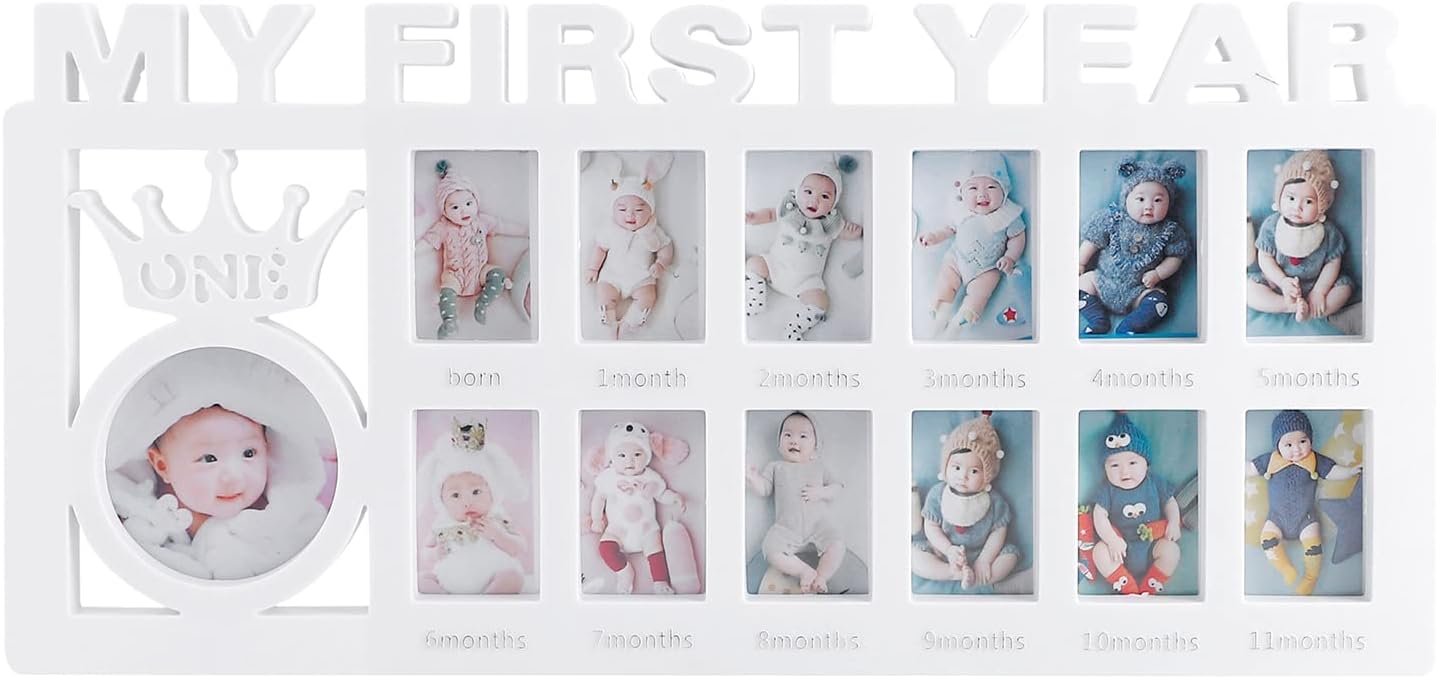 Amazon.com: ESTAMICO Baby Picture Frames My Frist Year Photo Keepsake ...