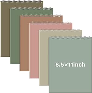 Amazon.com : Maitys 6 Pcs Steno Spiral Notebooks 8.5 x 11 Inches Top Bound Spiral Pads College ...