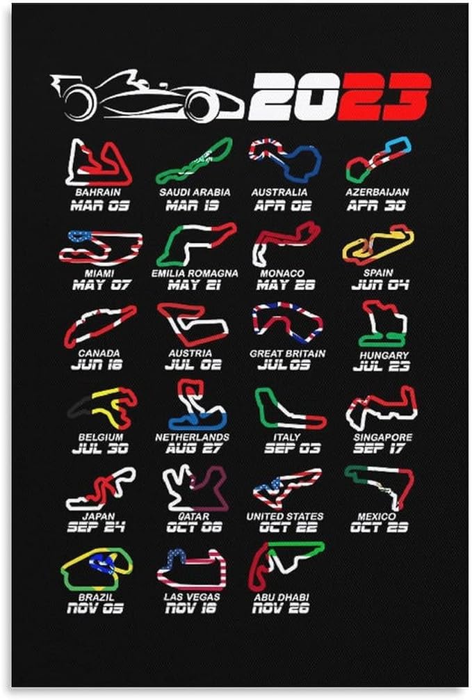 Amazon.com: Hitecera 2023 F1 Track Map Calendar F1 Grand Prix Schedule ...