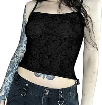 Amazon.com: Goth Crop Cami Top Y2k Grunge Aesthetic Tank Tops for Teen ...