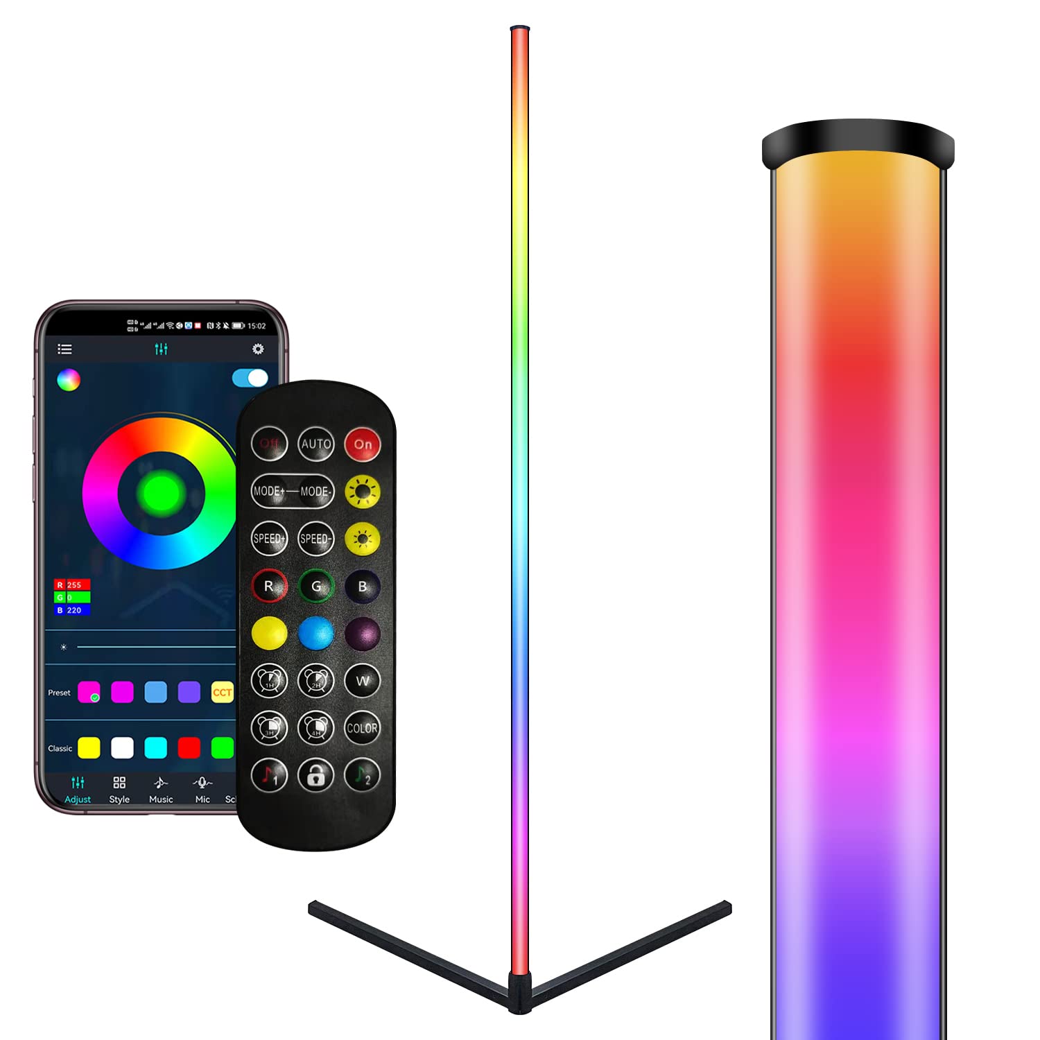 Corner Floor Lamp,LED RGB Color Changing Mood Lighting Corner Lamp ...