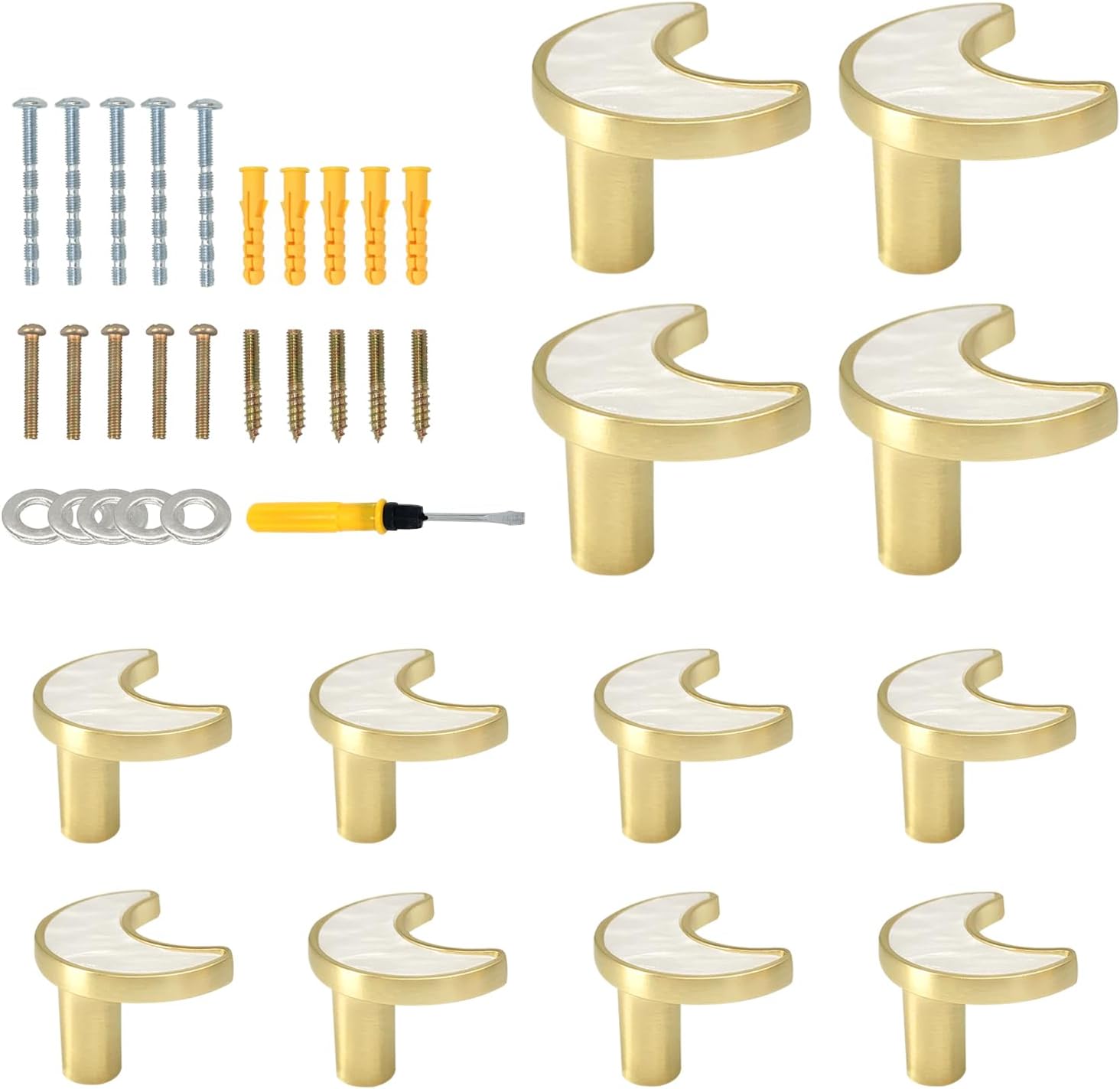 LLDYNW 12 pcs Moon Shaped Cabinet Knobs,Moon Shaped Dresser Knobs,Gold ...