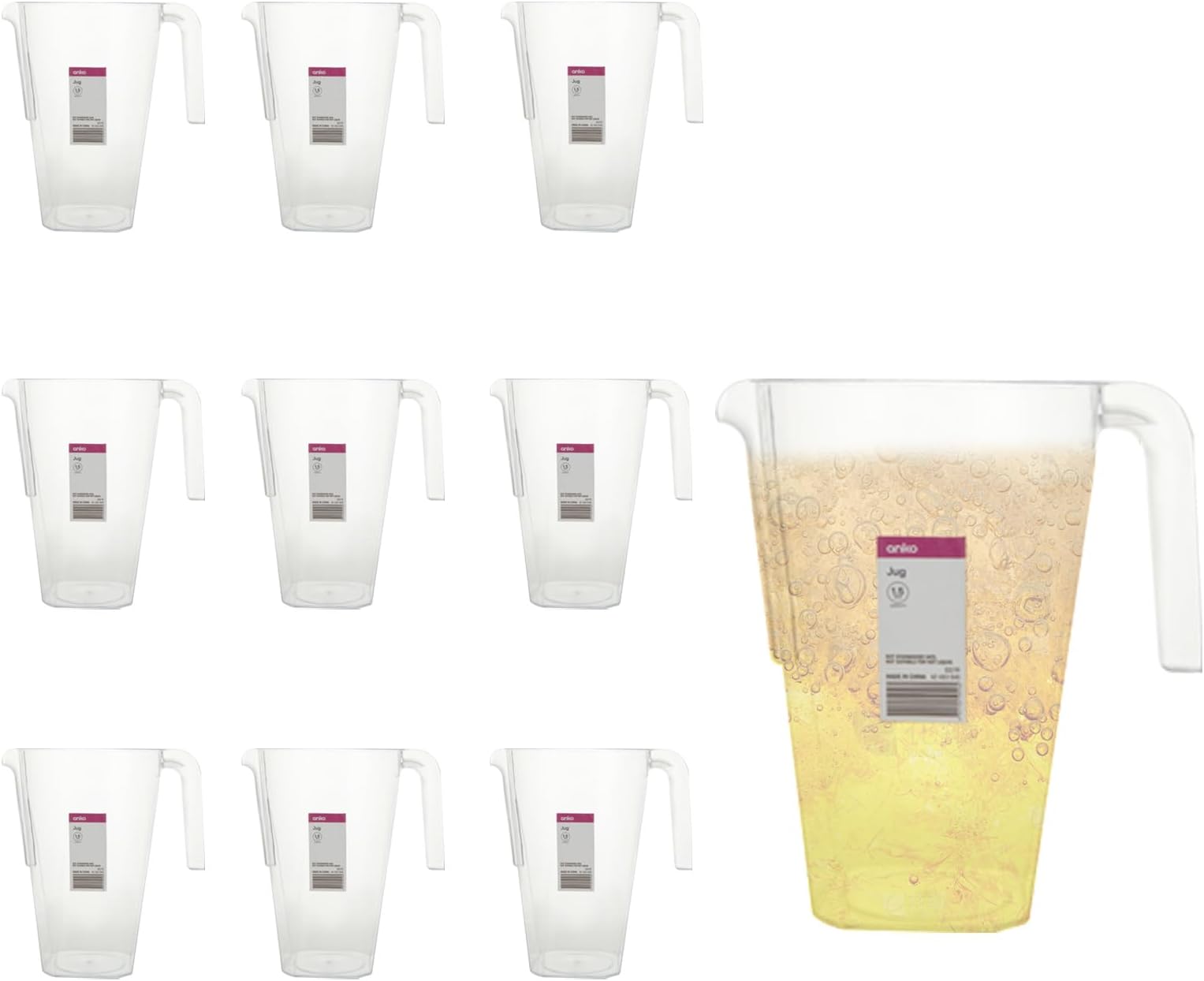 ZOFUN 10 Pcs Plastic Jugs 1.5 Litre, Reusable Plastic Pitchers for ...