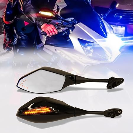 Amazon.com: Motorcycle LED Turn Signal Rear View Mirrors with Arrow For ...
