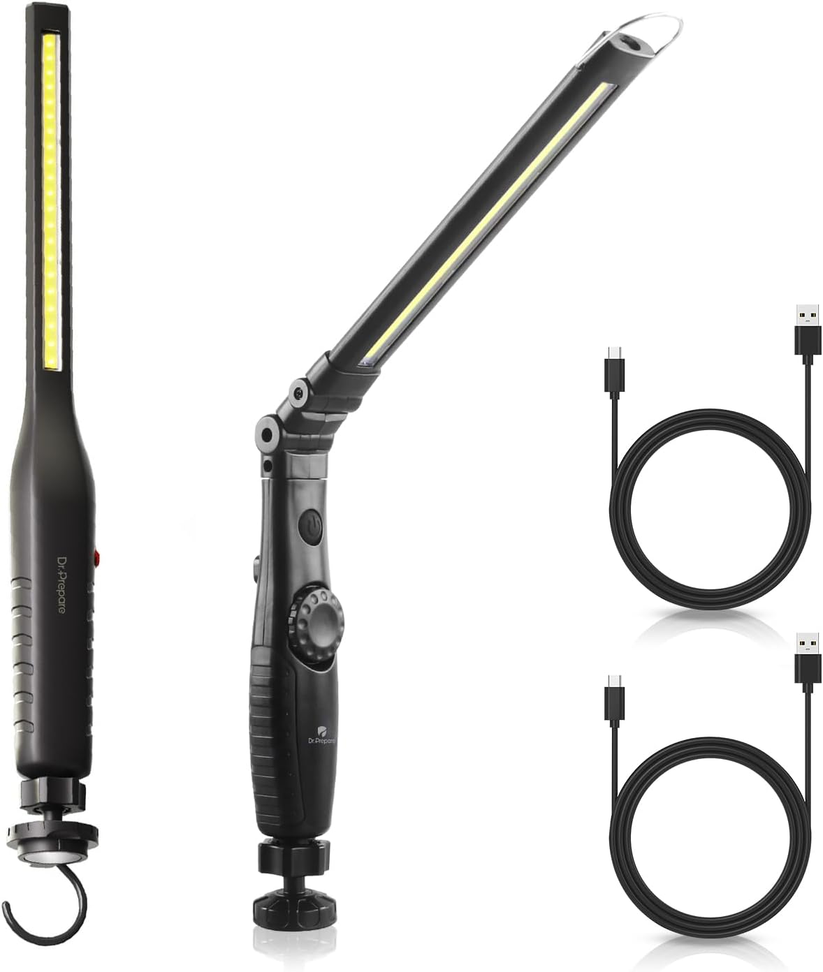 DR.PREPARE LED Work Light 2 Pack, 700 Lumens Rechargeable Work Lights ...