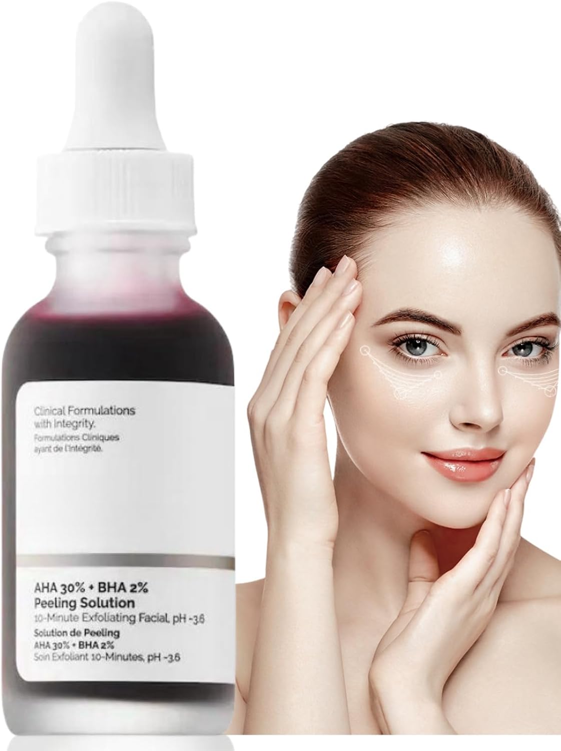 AHA 30%+BHA 2% Face Serum,AHA Serum for Hydrated,BHA Exfoliating Solution,Hyalu B5 Serum,AHA ...