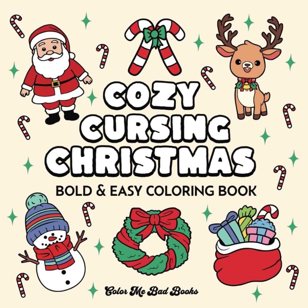 Amazon.com: Cozy Cursing Christmas: Bold & Easy Coloring Book for ...