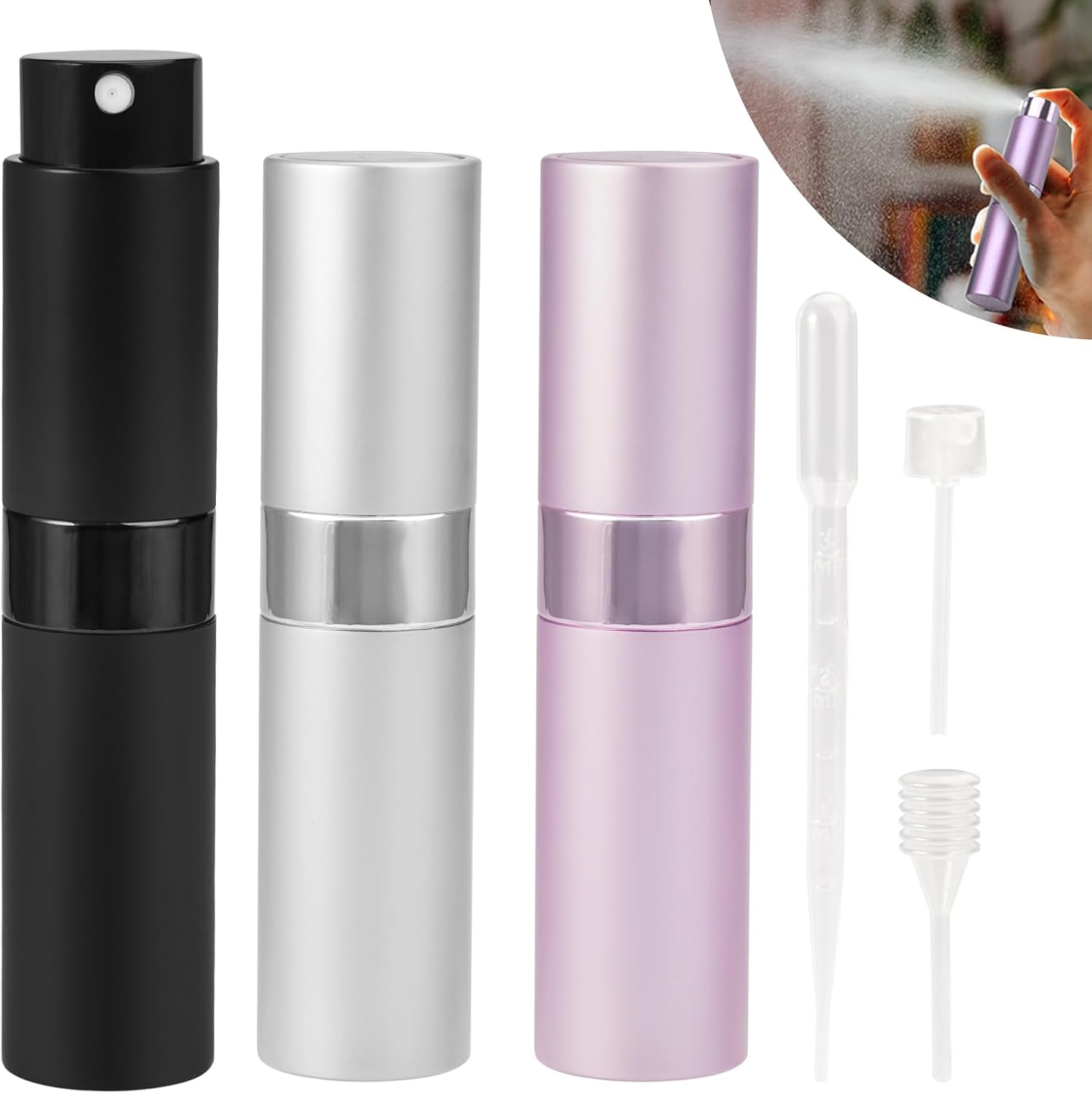 Pack of 3 Travel Perfume Atomisers, 8 ml, Refillable Perfume Atomiser ...
