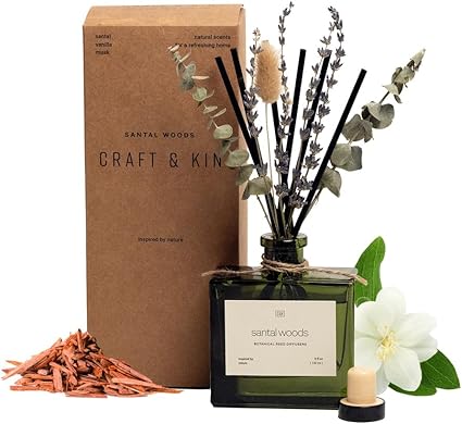 Amazon.com: Craft & Kin Reed Diffuser with Dried Flowers | 5 oz Santal ...