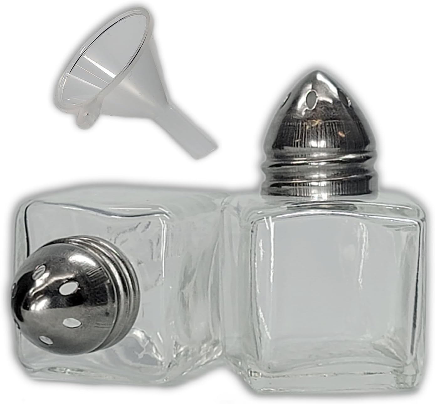 Amazon.com: Pack of 2 Clear Glass Mini Cube Salt & Pepper Shakers with ...