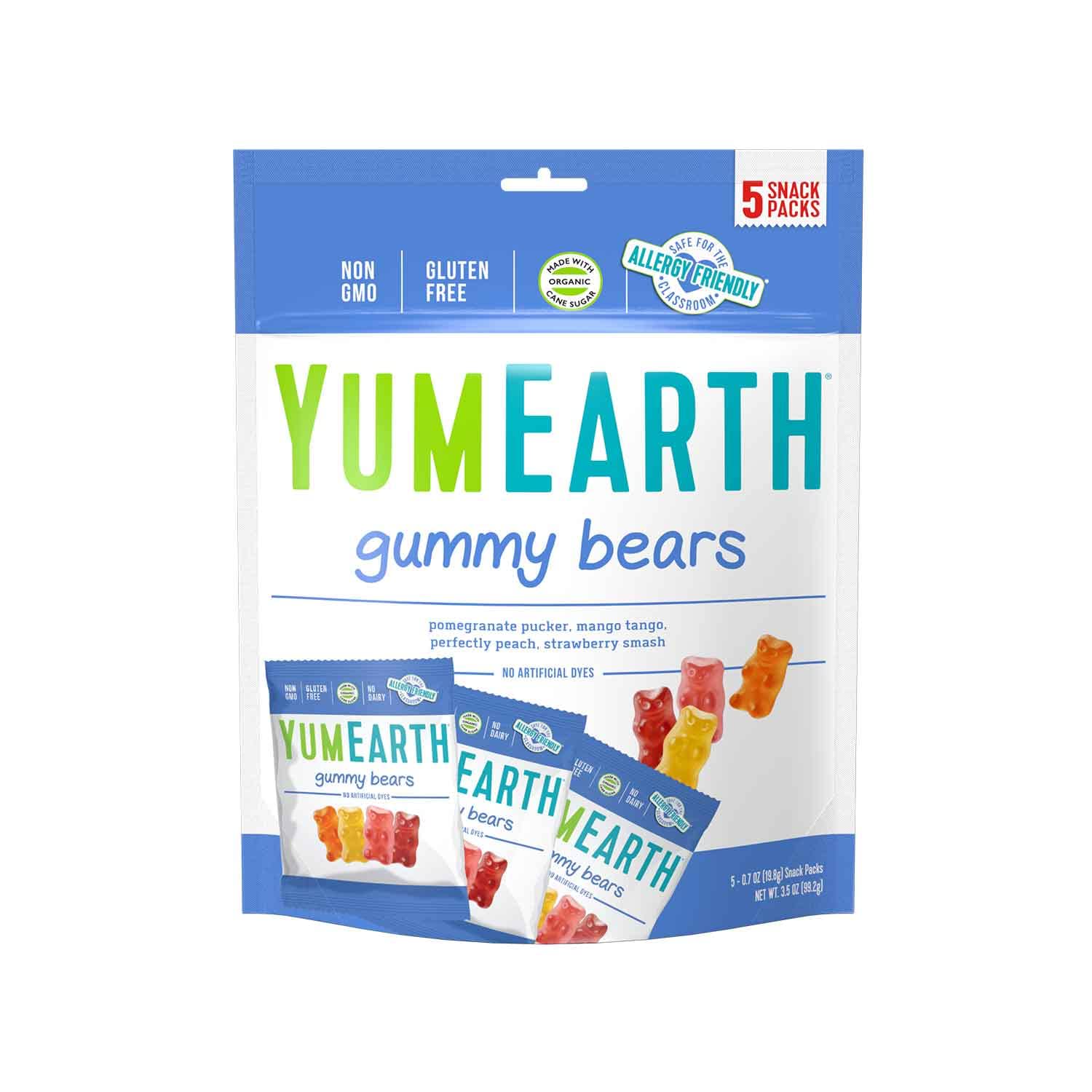 Amazon.com : Yummyearth Gummy Bears Snk Pk 3.5 OZ (Pack of 12 ...
