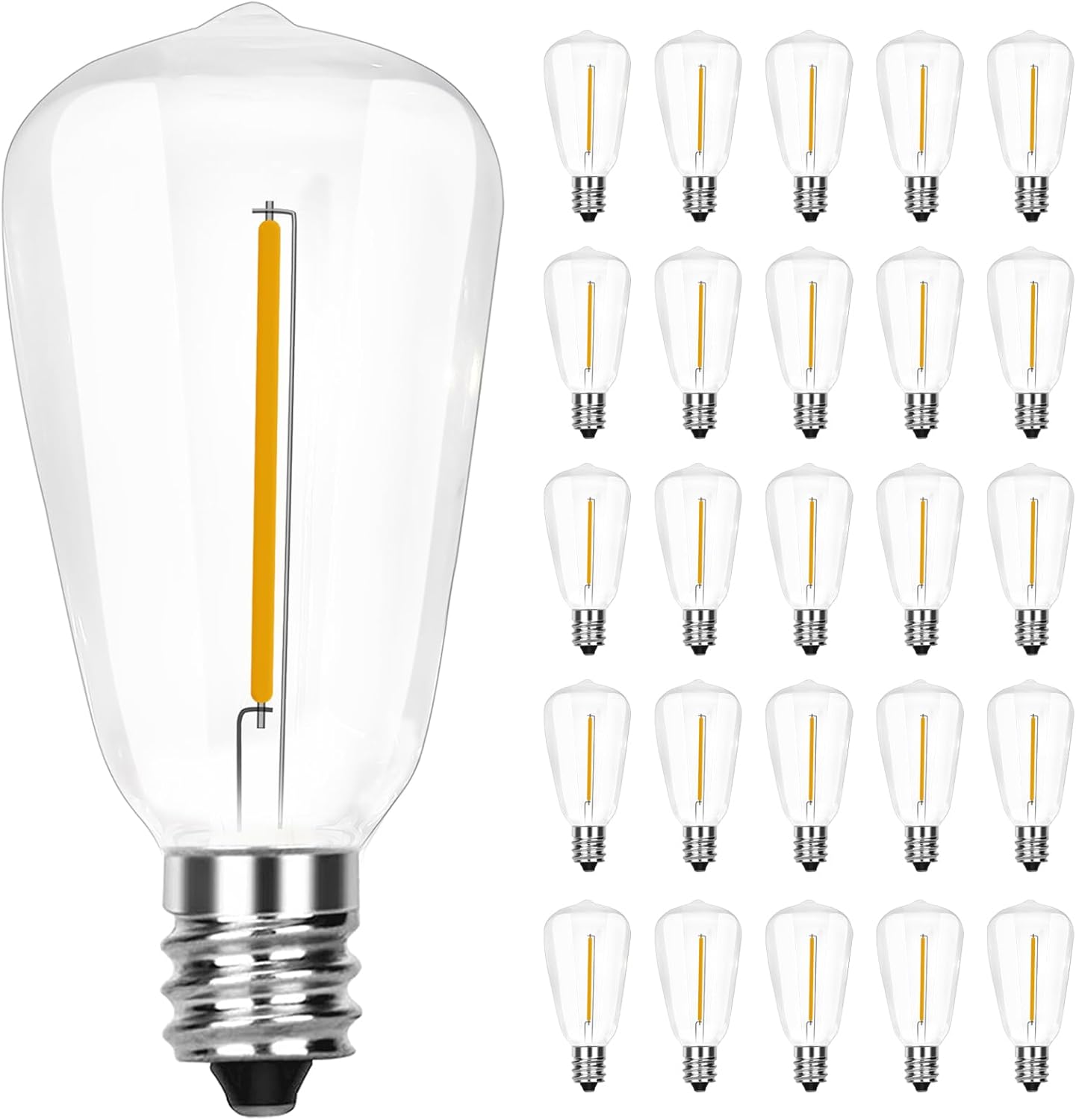 SUNSGNE 25Pack LED String Light Bulbs, ST38 Shatterproof Replacement Bulbs for Outdoor String ...