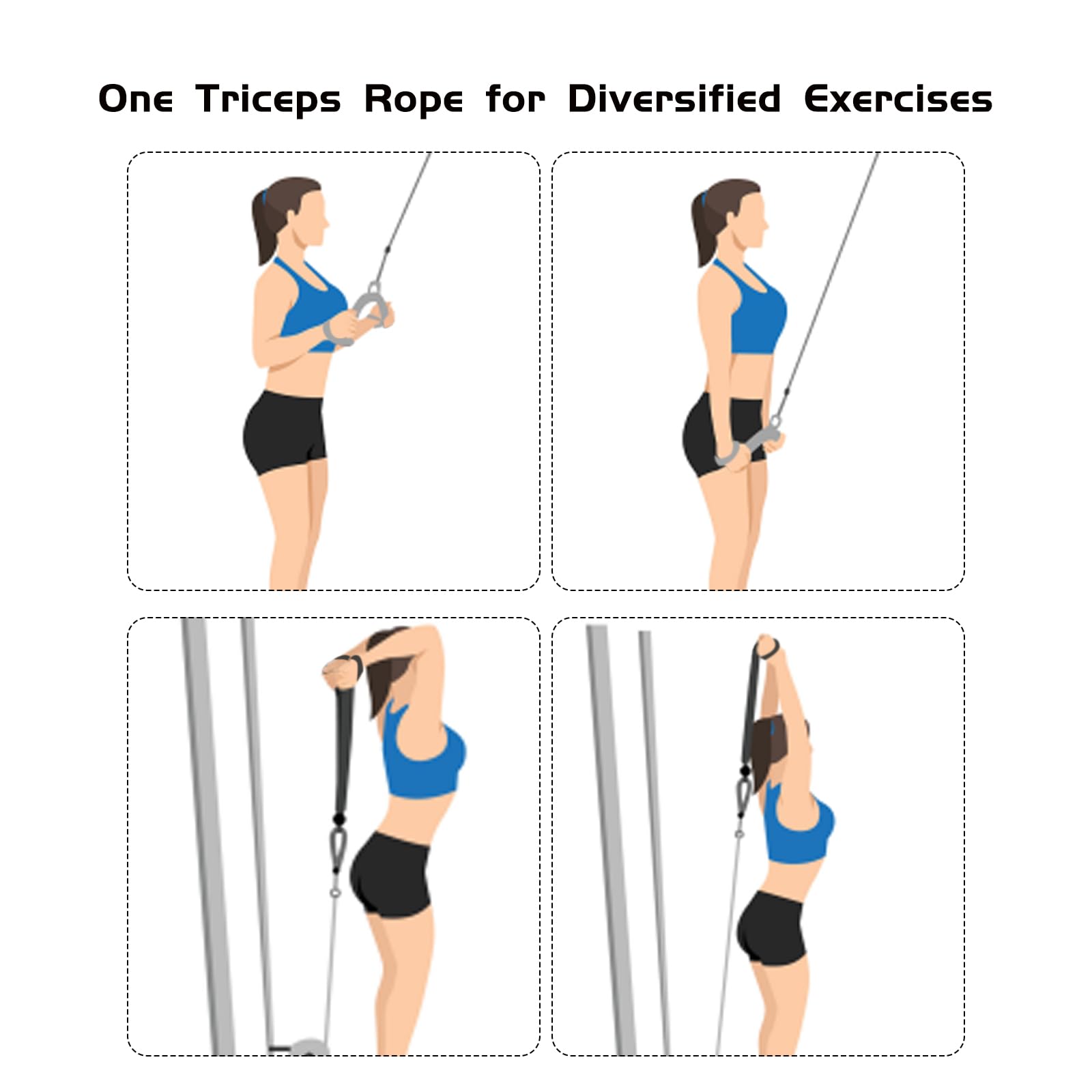 Snapklik.com : Powerfeng Tricep Rope Cable Machine Attachment: Pull ...