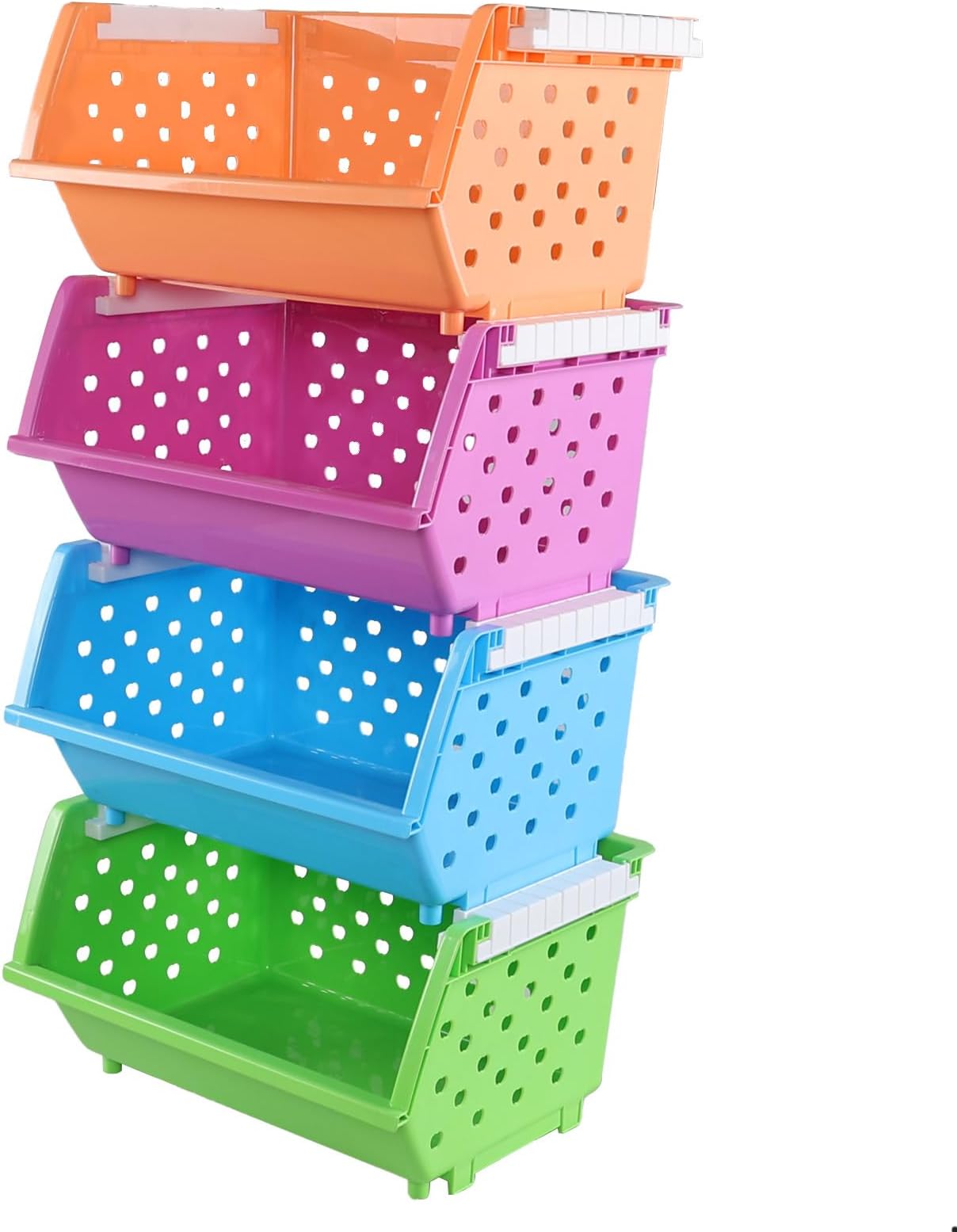 Amazon.com - Tyminin 4-Pack Plastic Kitchen Stackable Storage Baskets ...