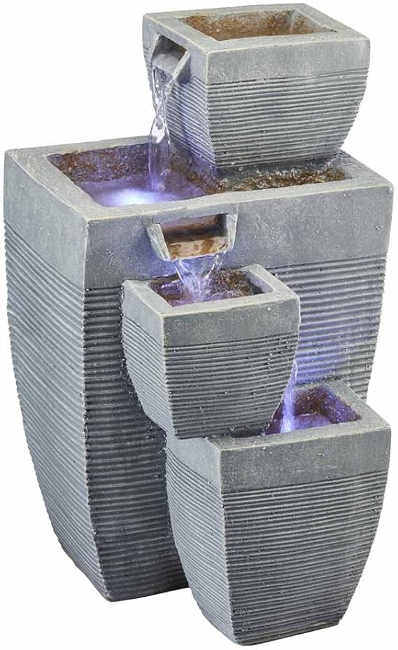 Serenity Table-Top Oblong Stone-Effect Water Feature with LED lights ...