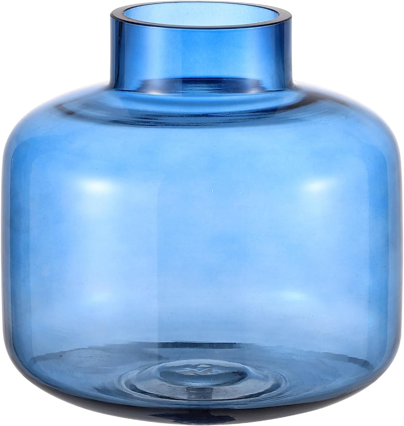 Amazon.com: PORPAN Short Glass Vase, Blue Glass Vase, Short Flower Vase ...