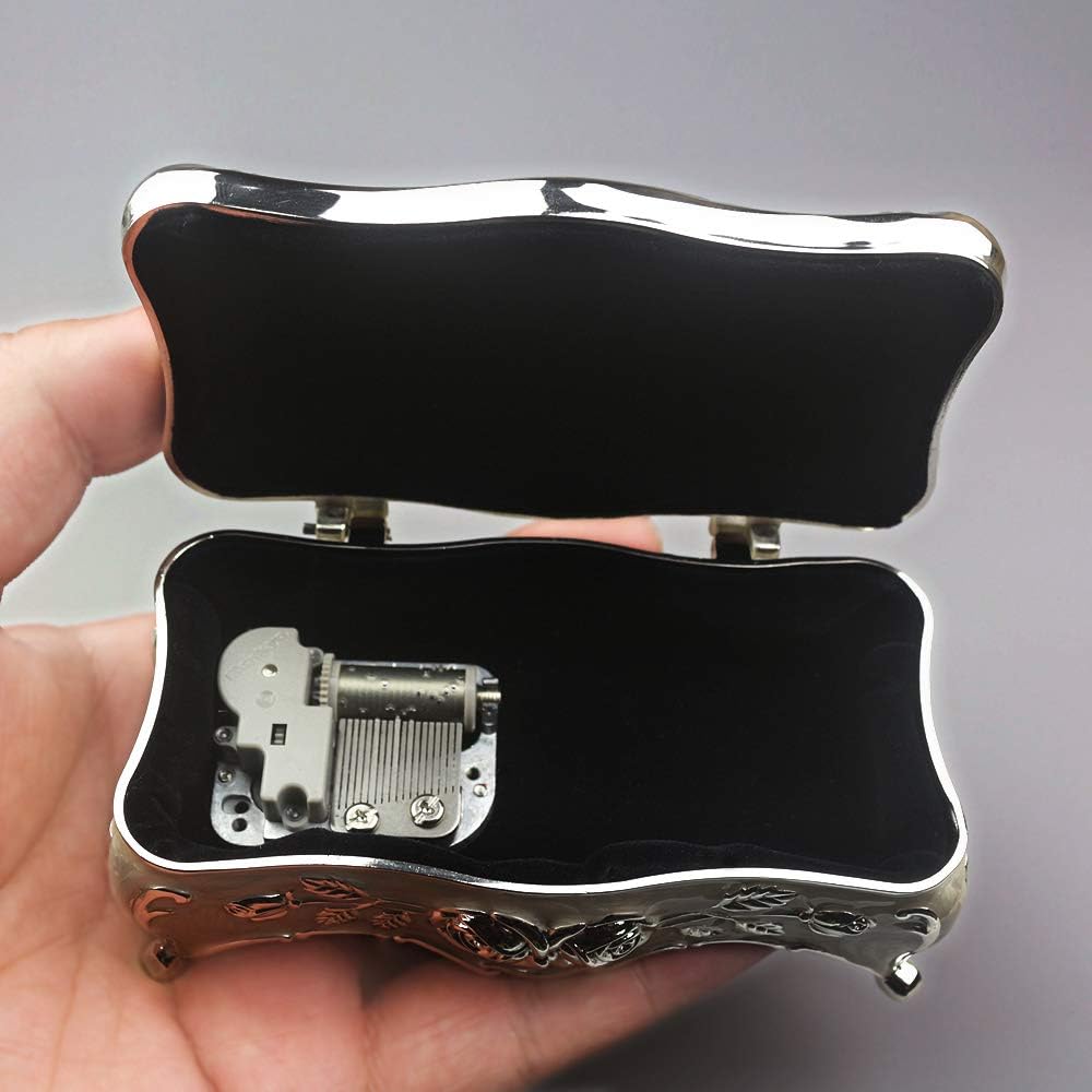 Amazon.com: ROSIKING Emboss Alloy Metal Music Box Mini Wind Up Antique ...