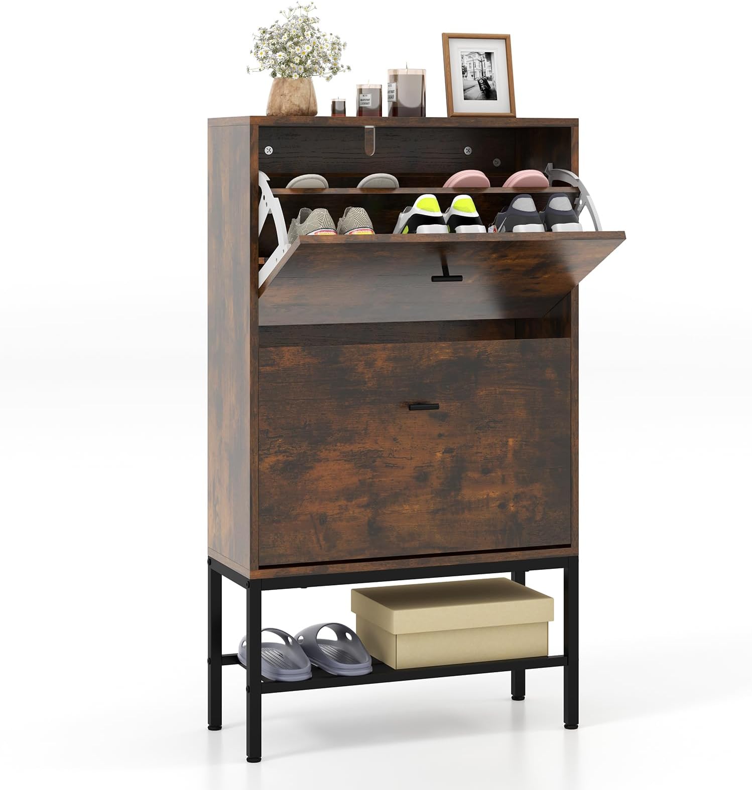 Amazon.com: Giantex Shoe Storage Cabinet - Hidden Shoe Organizer with 2 ...