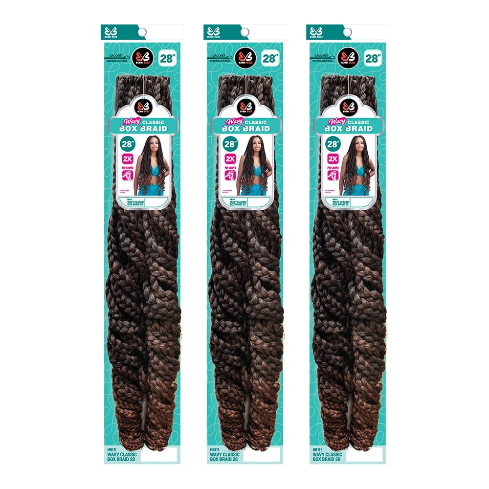 Amazon.com : Bobbi Boss Crochet Braid 2X WAVY CLASSIC BOX BRAID 28" (3 ...
