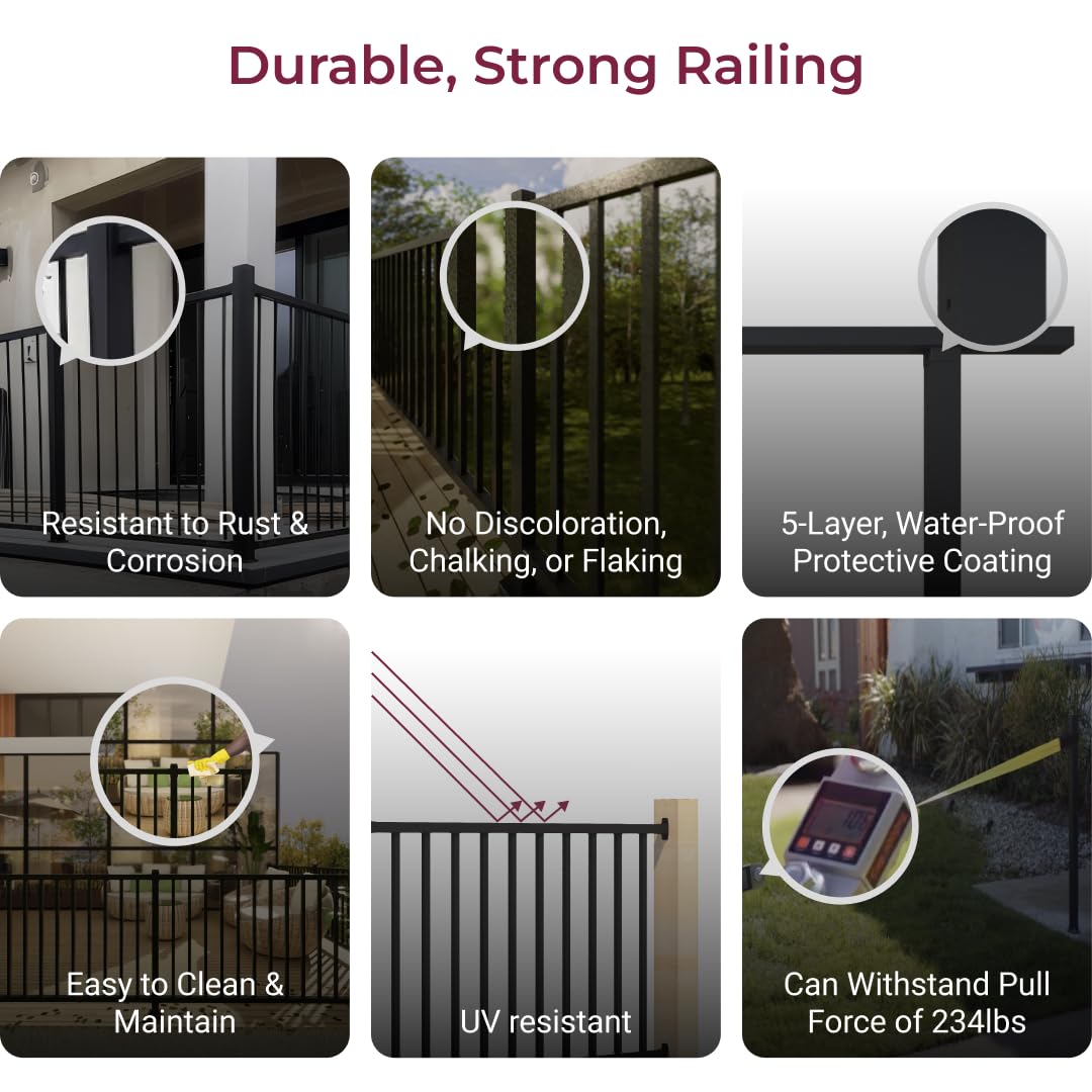 Snapklik.com : CR Fence & Rail Deck Railing Section Kit Black Guard Rail