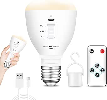 USB Rechargeable Light Bulb With Remote Control, 7W Retractable Battery ...