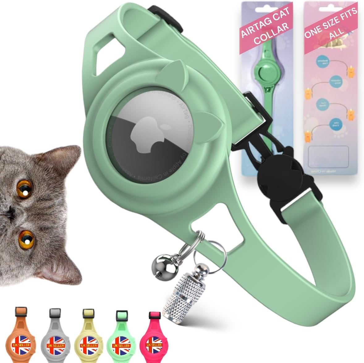 Hypoallergenic Apple Airtag Cat Collar, Lightweight Cat Tracker Collar ...