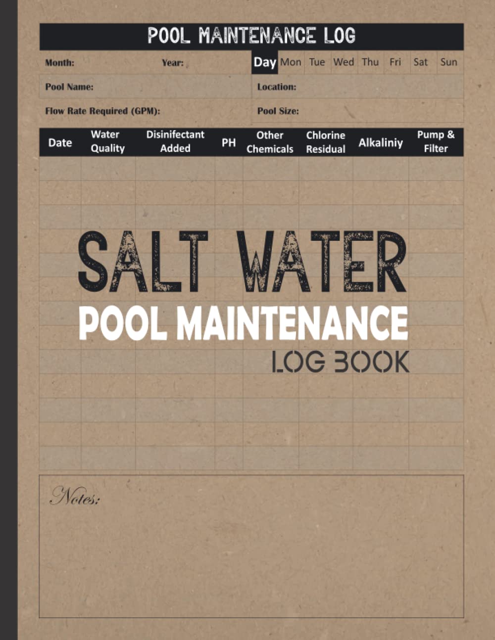 Salt Water Pool Maintenance Log Book: Daily Swimming Pool Maintenance ...