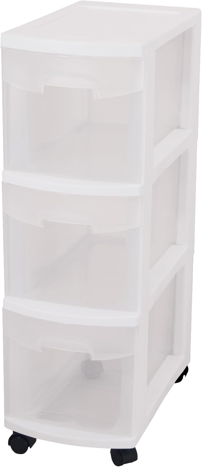 Amazon.com: Sterilite 27308003 3-Drawer Narrow Cart with See-Through ...