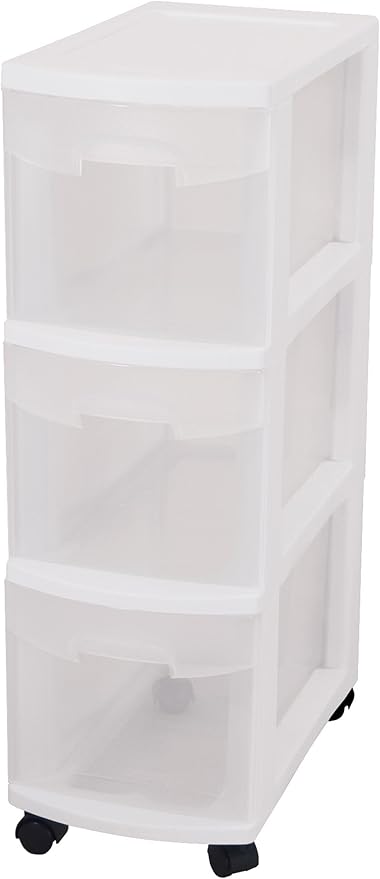 Amazon.com: Sterilite 27308003 3-Drawer Narrow Cart with See-Through ...