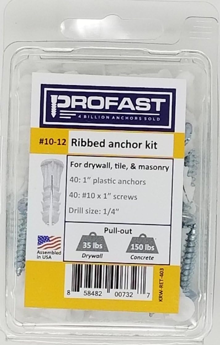 Amazon.com: Profast Ribbed Anchor Kit (#10-12, White) : Industrial ...