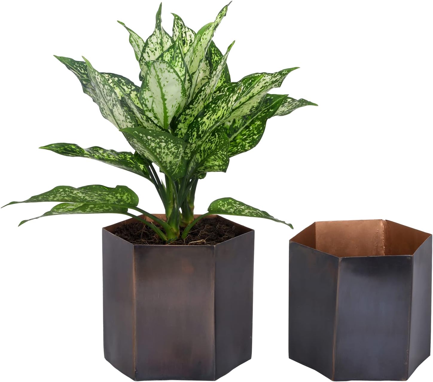 Amazon.com : MyGift Vintage Copper Metal Plant Pot for Indoor Plants ...