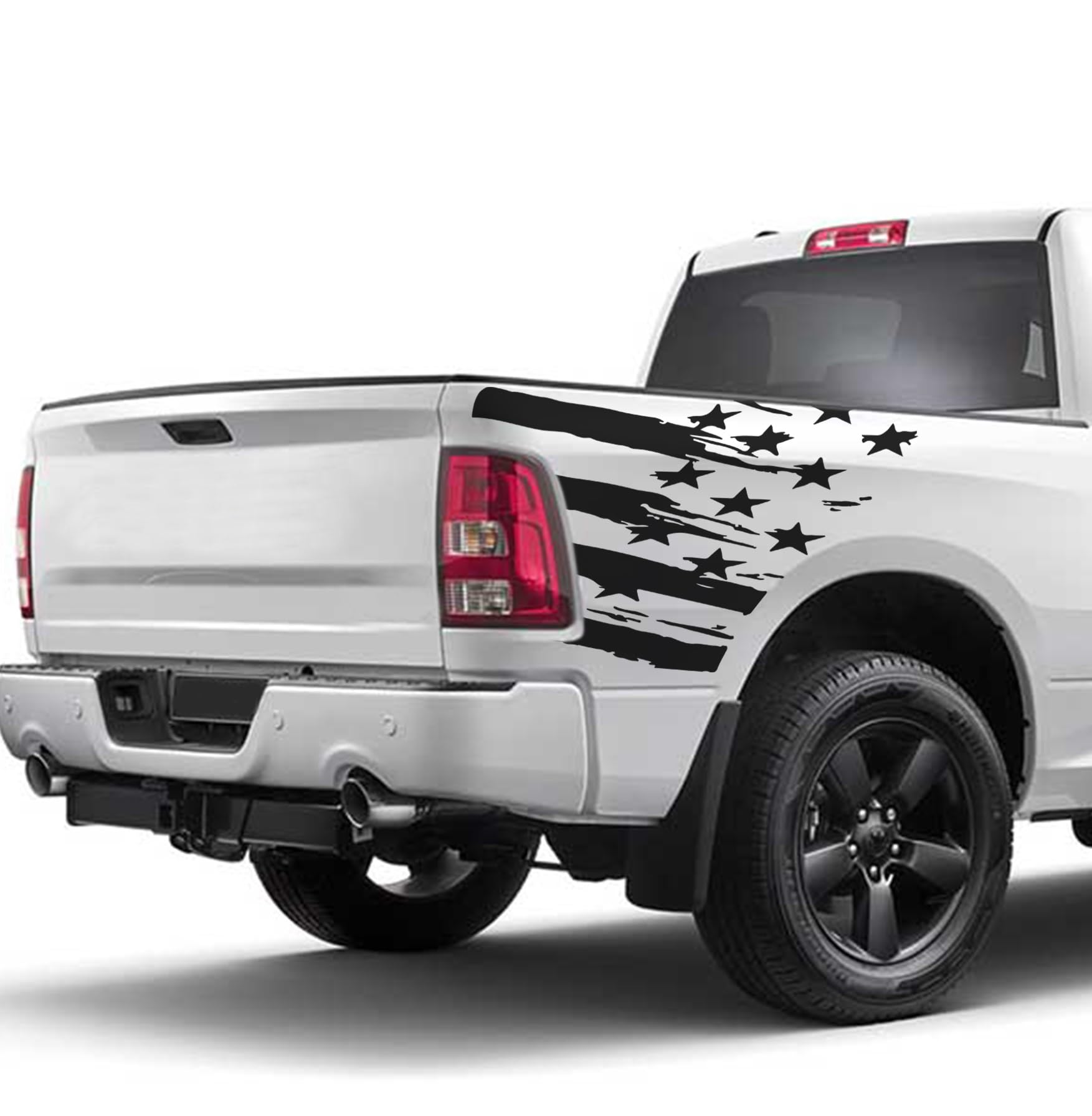 Camioneta Ram Con Calcomanías De La Bandera Estadounidense Para Dodge