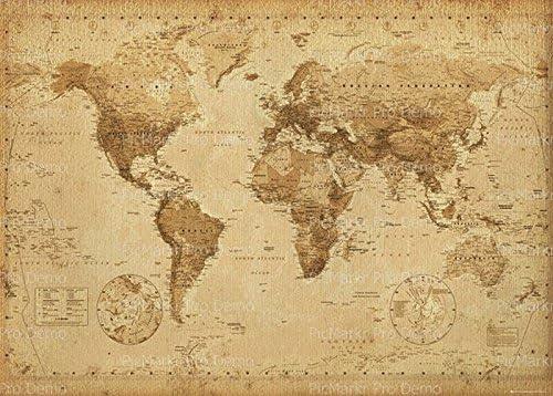 Amazon.com: 1/4 Sheet - Old World Map Birthday - Edible Cake/Cupcake ...