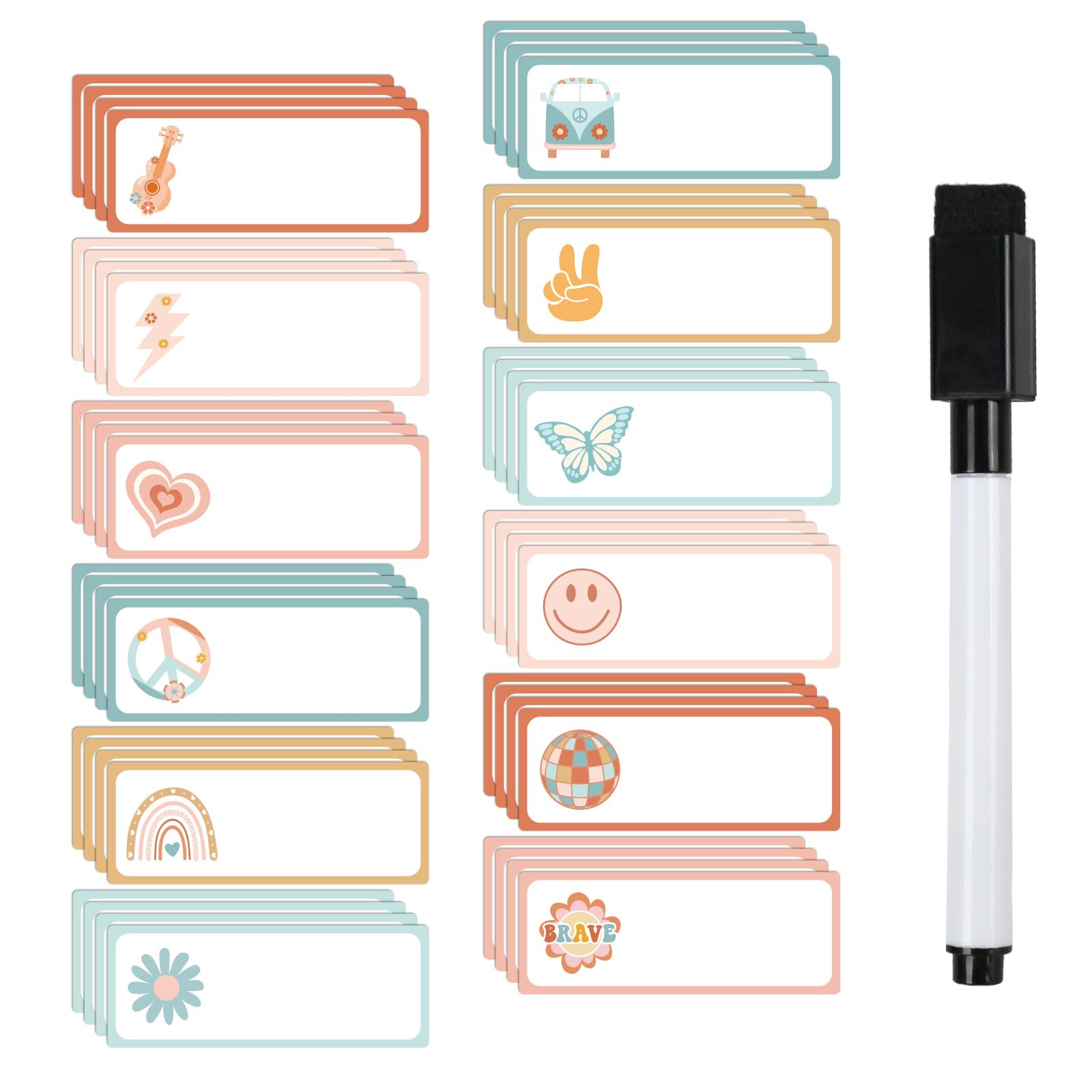 Amazon.com : Whaline 48Pcs Boho Dry Erase Magnetic Labels Boho Rainbow ...