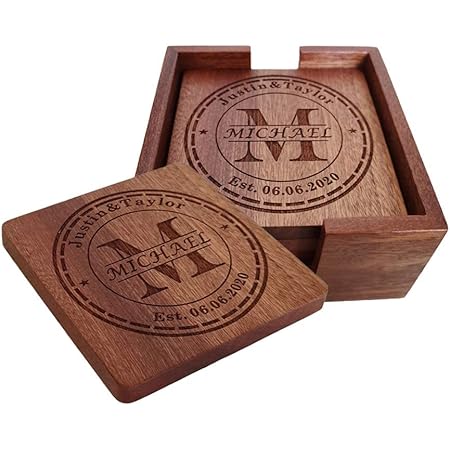 Personalized Coasters, Custom Engraved Wood Coasters for Drinks ...