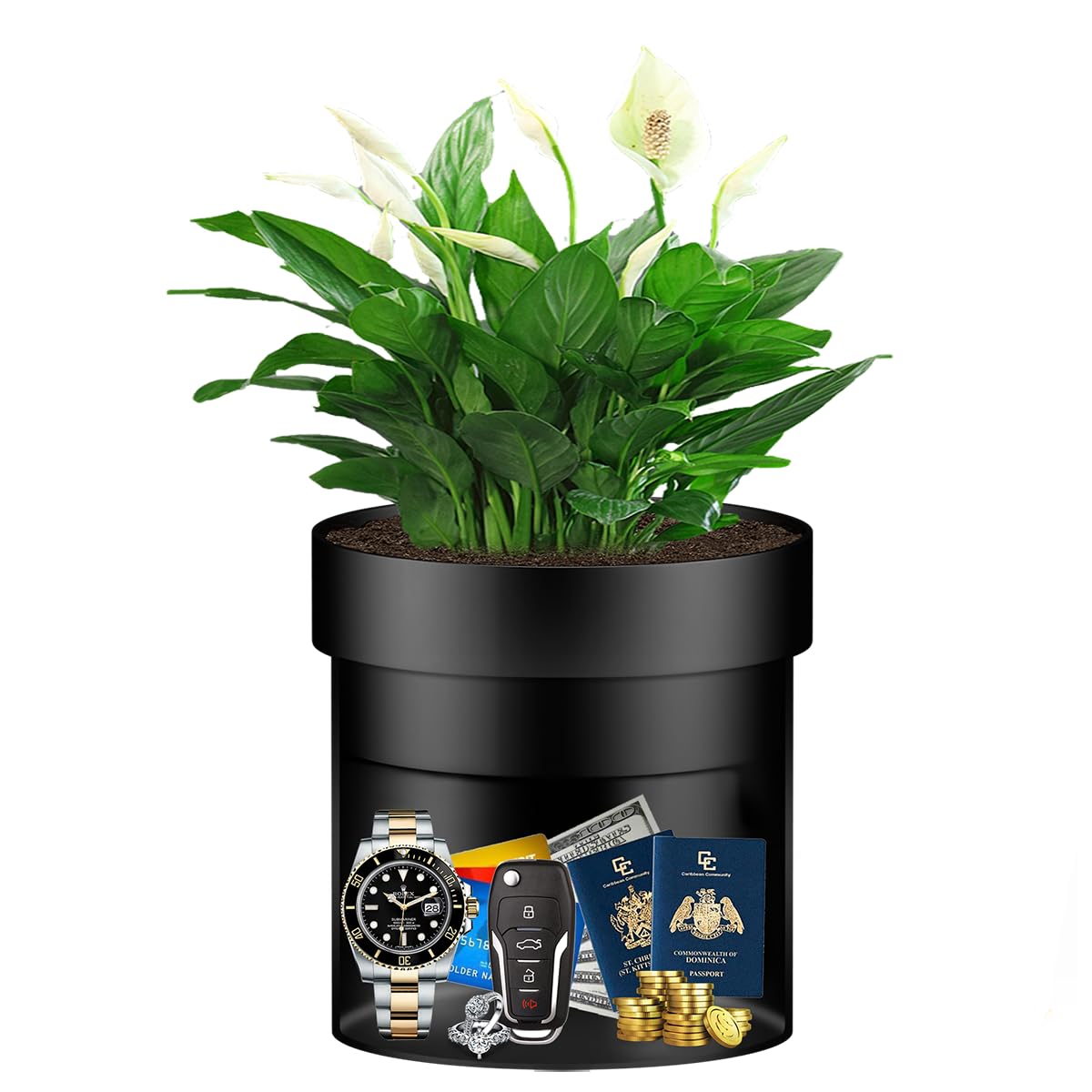 Sdstone Fireresistant Waterproof Flower Pot Diversion Safe with Key ...