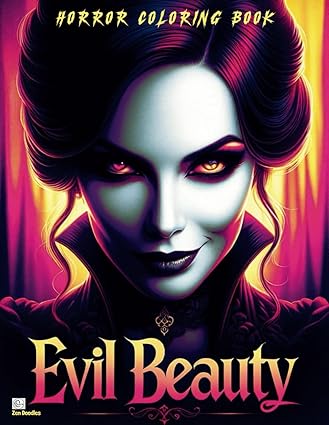 Evil Beauty Horror Coloring Book: 50 Dark Horror Fantasy Female ...