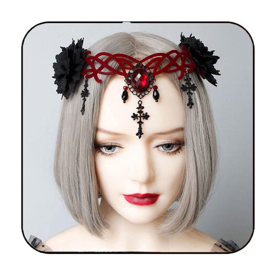 Amazon.com: Catery Gothic Floral Headpiece Halloween Headbands Vampire ...