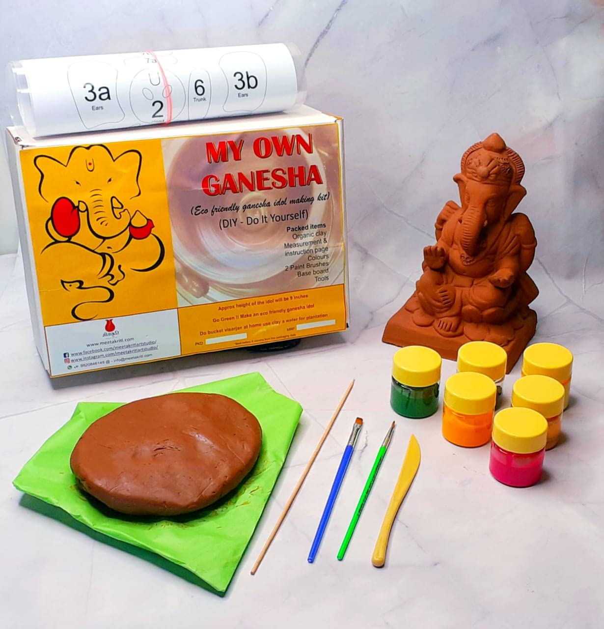 Buy Meetakriti Creative DIY Ganesha Colouring KIT 6" Idol Online at Low ...