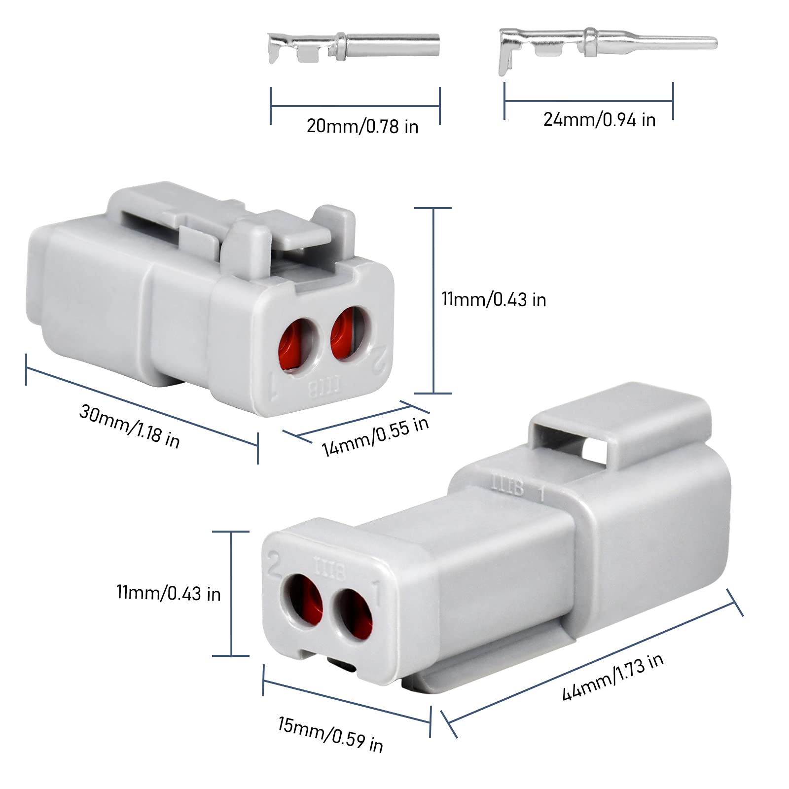 Snapklik.com : CHCSHH 5 Kit 2 Pin Way Deutsch DT Series Connector